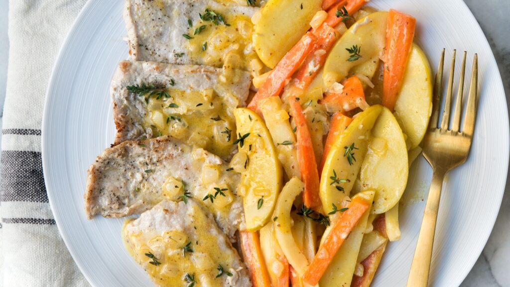 Roasted Pork Scallops With Root Vegetables Recipe - What's for Dinner